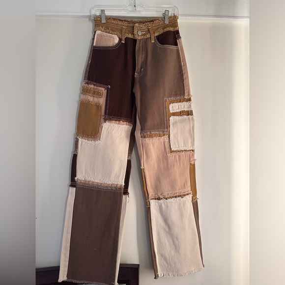 SHEIN | Jeans | Patchwork Print Raw Edge Jeans | Poshmark